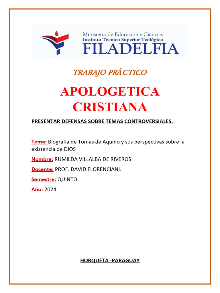 Apologetica Cristiana | PDF | Existencia | Tomás de Aquino
