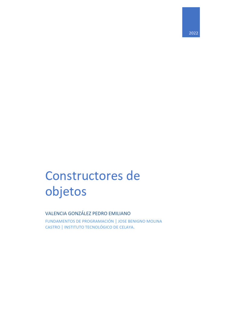 Poo 1 1 22030716 Pdf Objeto Informática Constructor Programación Orientada A Objetos