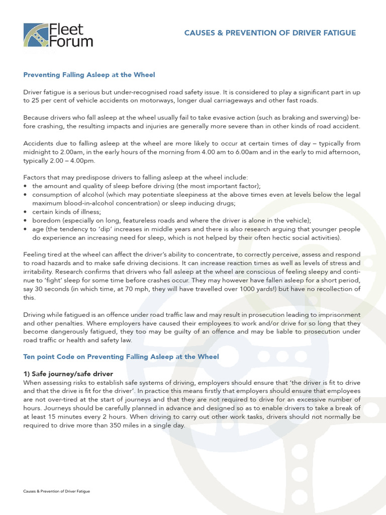 Preventing Driver Fatigue Accidents | PDF | Shift Work | Sleep