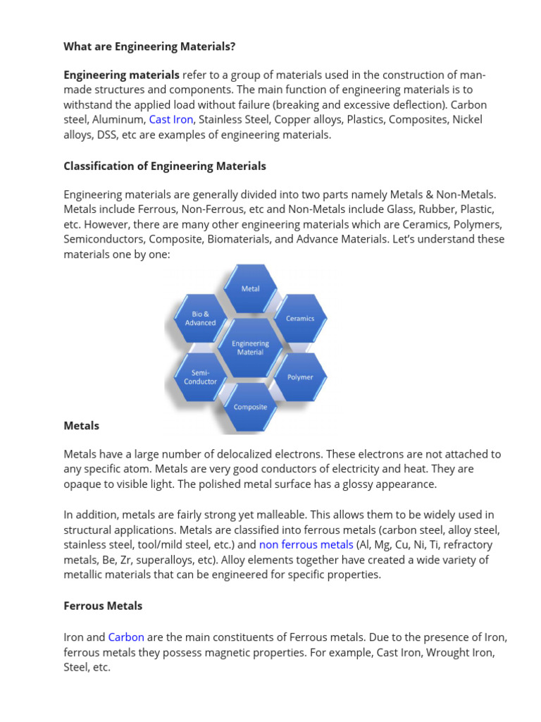 Engineering Materials - Types of Engineering Materials | Download Free ...