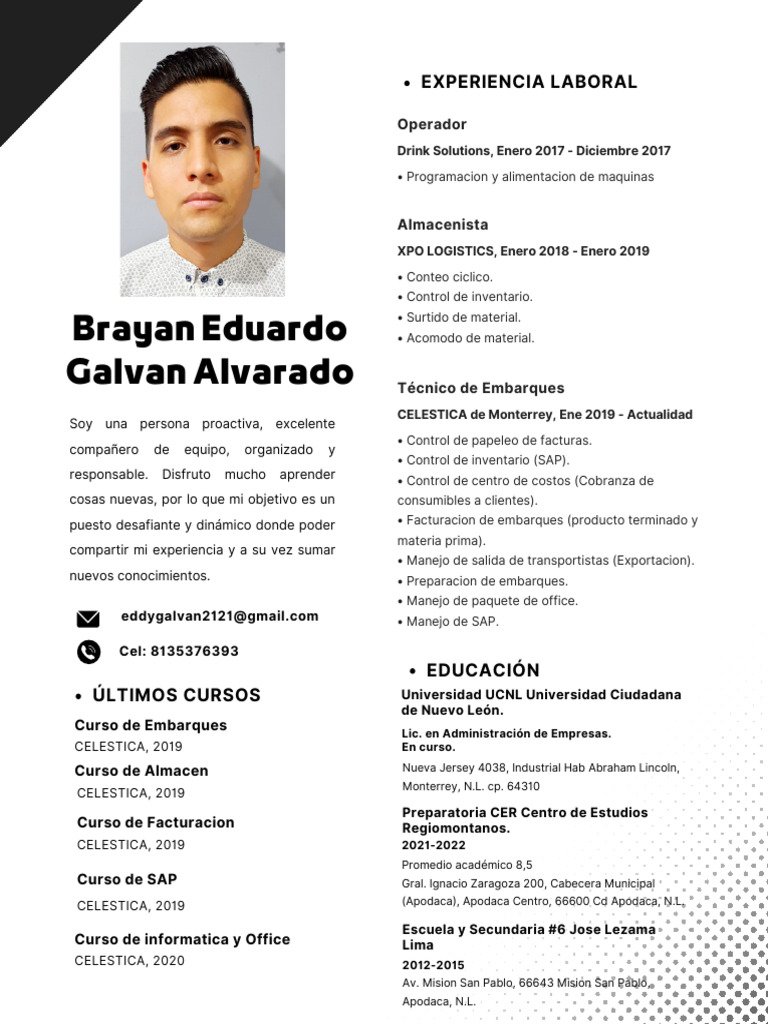 Galvan Alvarado Brayan Eduardo Curriculum Vitae | PDF | Negocios