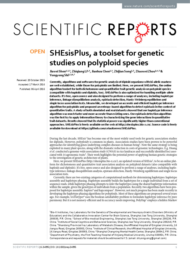 Srep 24095 | PDF | Haplotype | Epistasis
