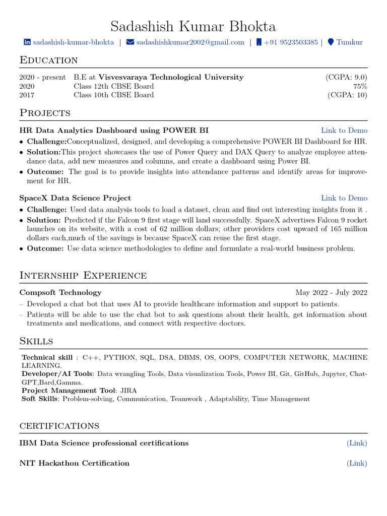 Sadashish Kumar Bhokta - Siet | PDF | Data Science | Artificial Intelligence