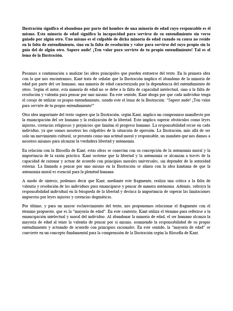 Un Hombre Puede Postergar La Ilustración para Su Propia Persona y Sólo ...