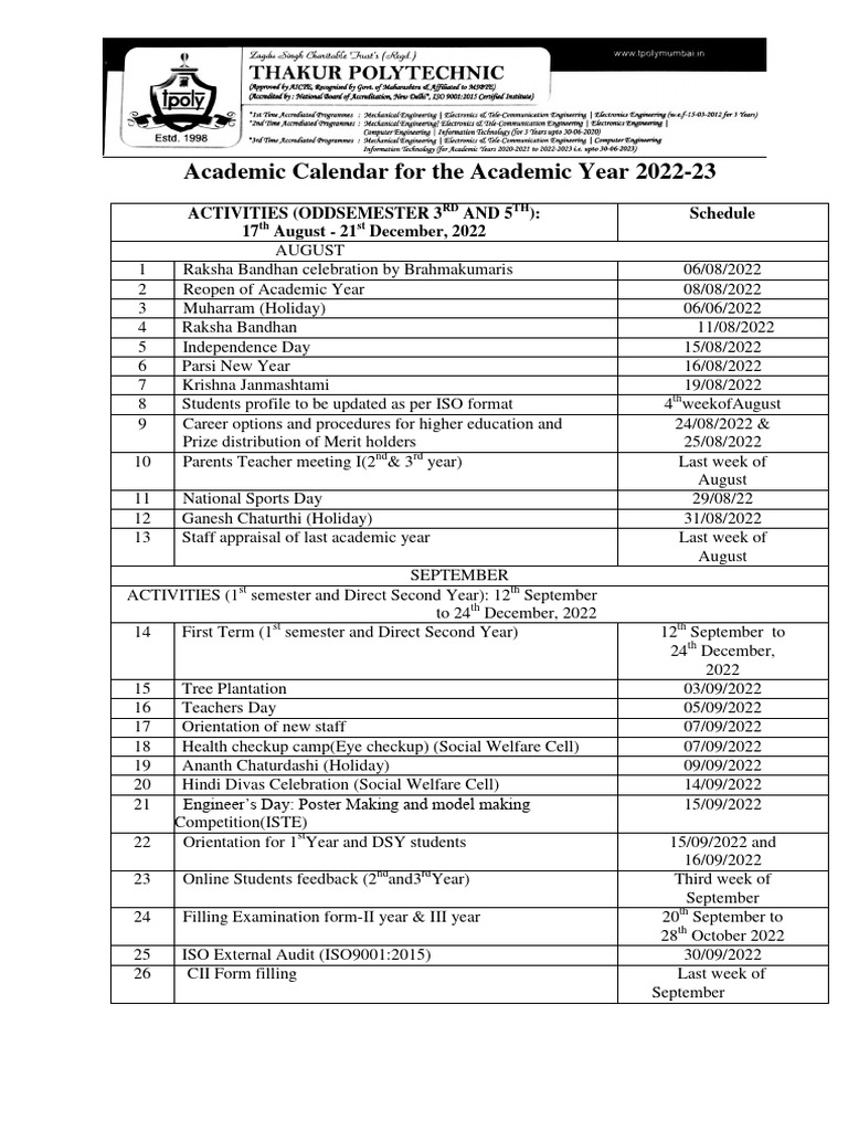 2022-23 Academic Calendar Overview | PDF | Academic Term | Observances