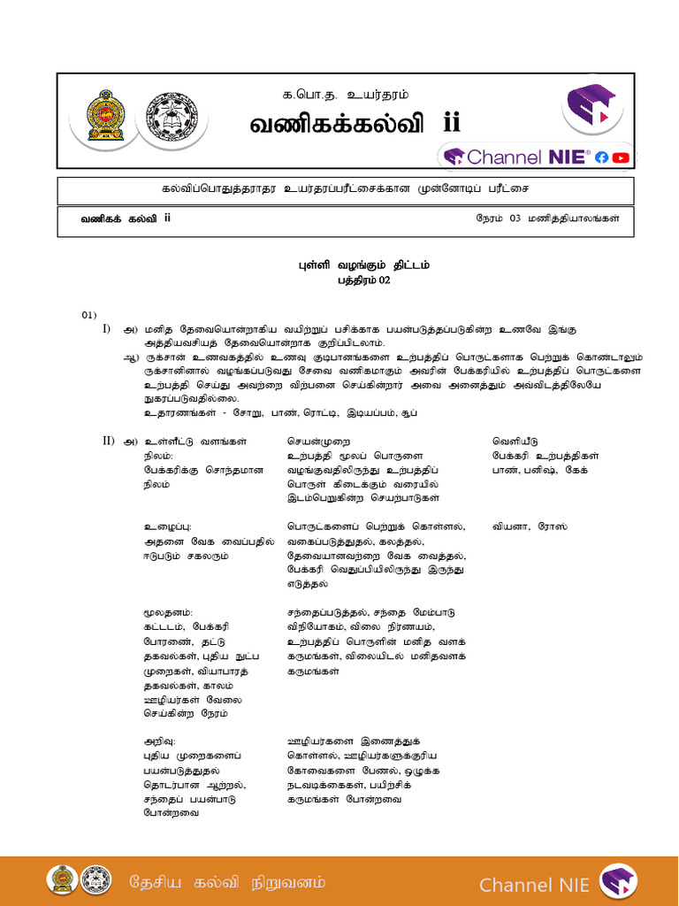 Channel NIE Business Studies Papers | PDF