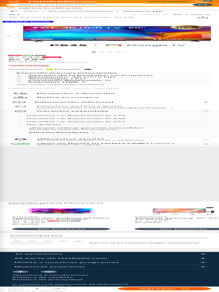 TV TCL 50 Uhd Smart Google TV P6 TCL | PDF | Tecnología de información ...
