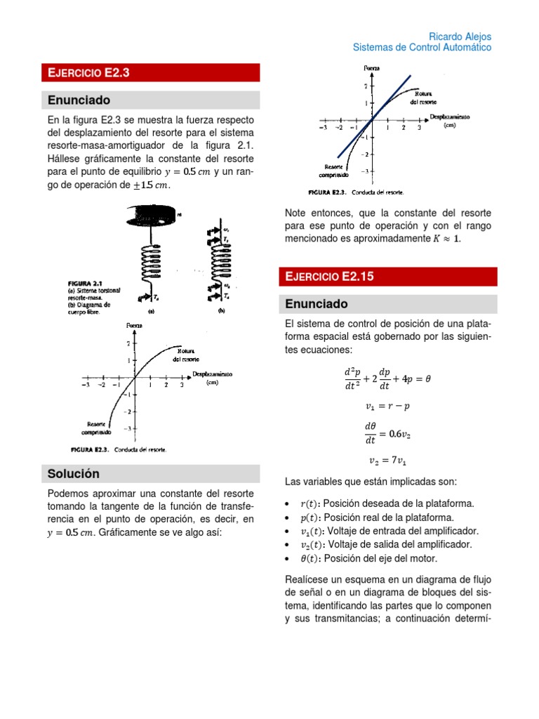 Ejercicios E2.3, E2.15 y E2.16 (Dorf y Bishop) | PDF