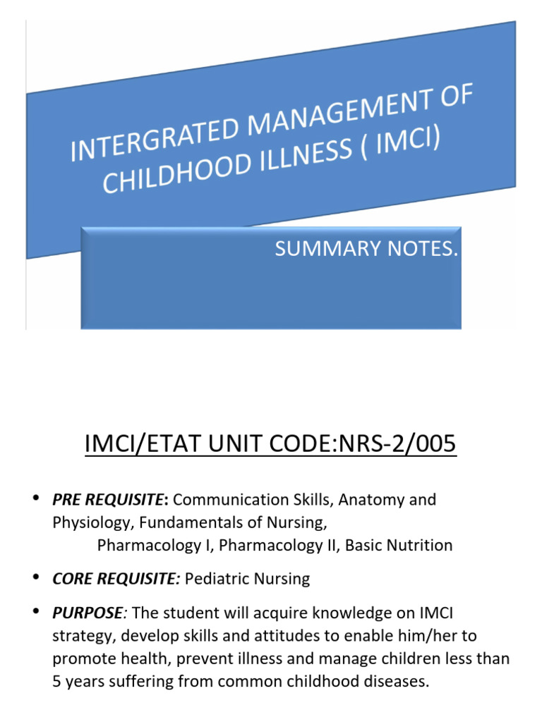 Pediatric IMCI & ETAT Training Guide | PDF | Diarrhea | Pneumonia