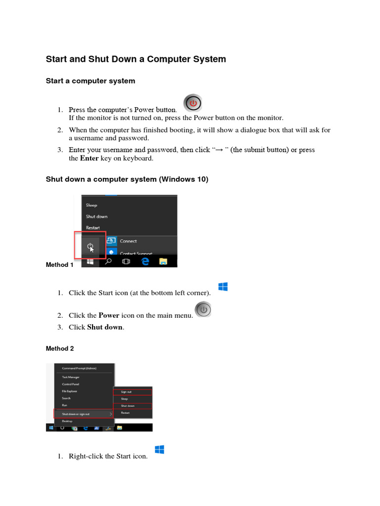 Start and Shut Down A Computer System | PDF | Operating System ...