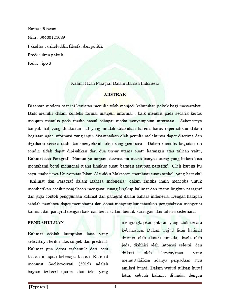 Riswan 30600121089 BHS - Indonesia | PDF