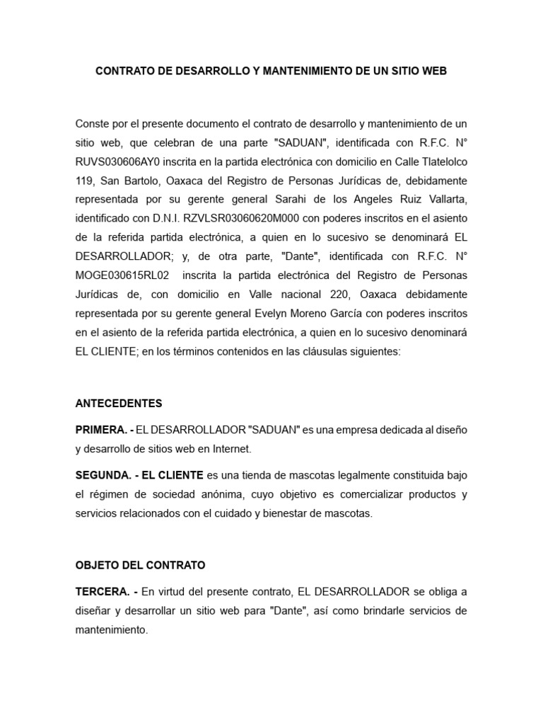 CONTRATO DE DESARROLLO Y MANTENIMIENTO DE UN SITIO WEB | PDF | Arbitraje