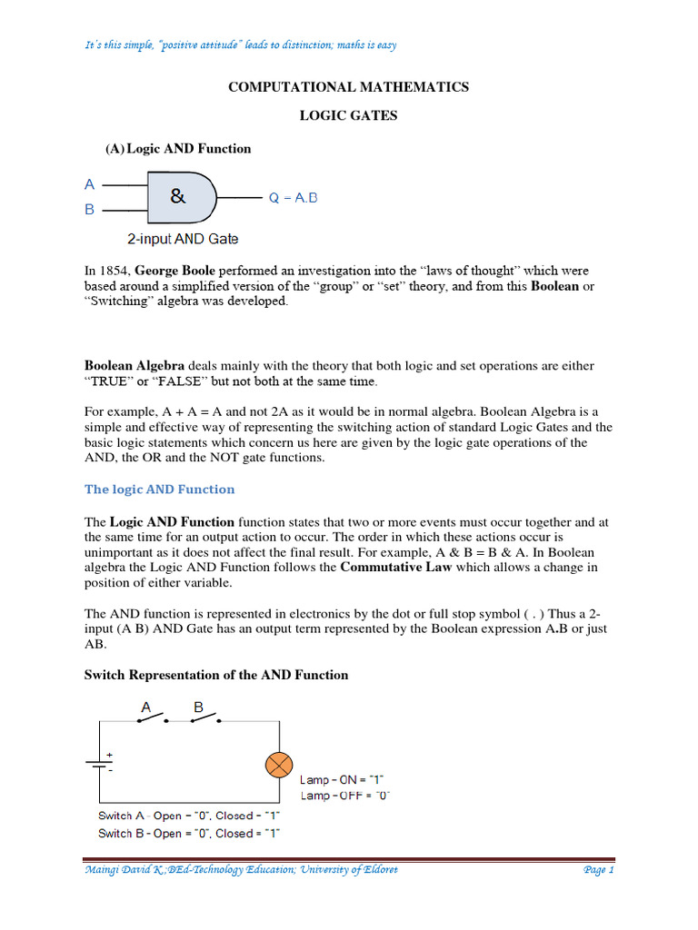 Logic Gates | PDF | Logic Gate | Boolean Algebra