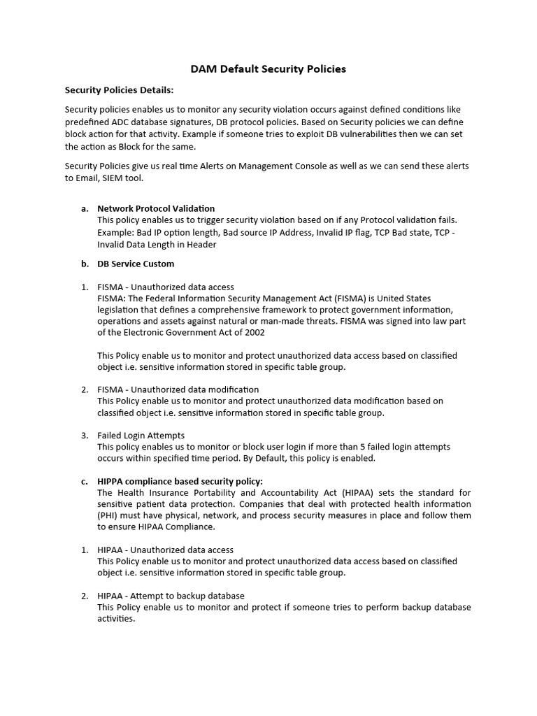 Security Policies for IT Compliance | PDF | Databases | Computer Security