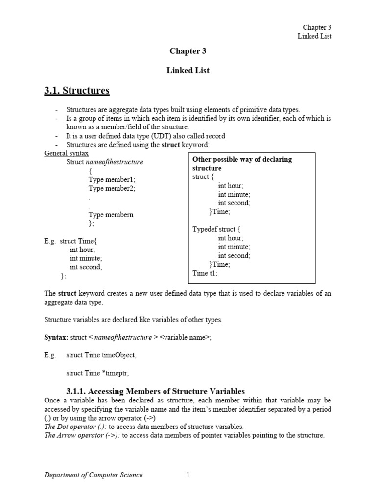 Chapter 3 (Linked List) | PDF | Pointer (Computer Programming) | Computing