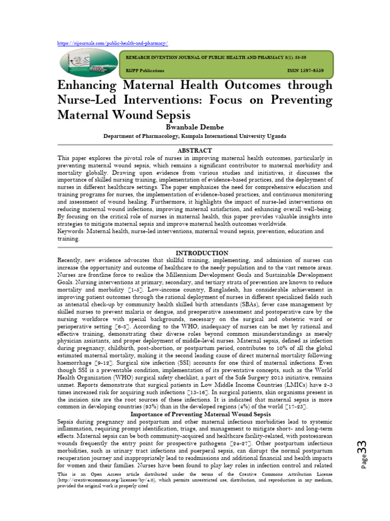 Enhancing Maternal Health Outcomes Through | Download Free PDF ...