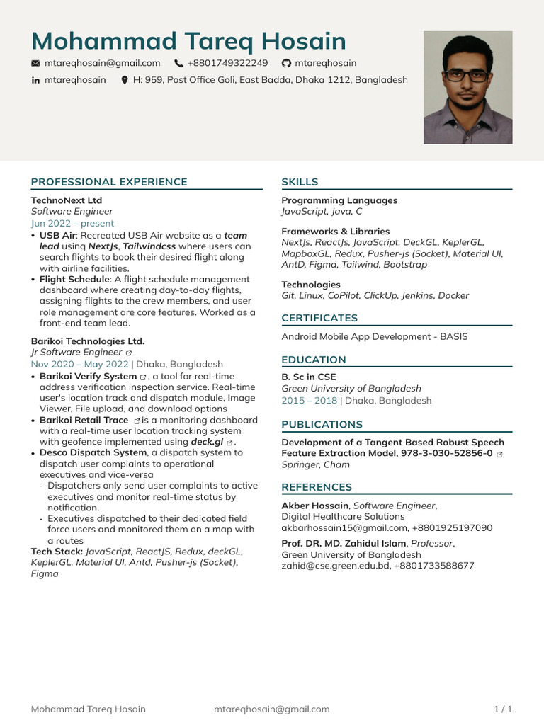 Mohammad - Tareq Hosain - Resume - 26-01-2023-22-29-05 | PDF | Computing | Software