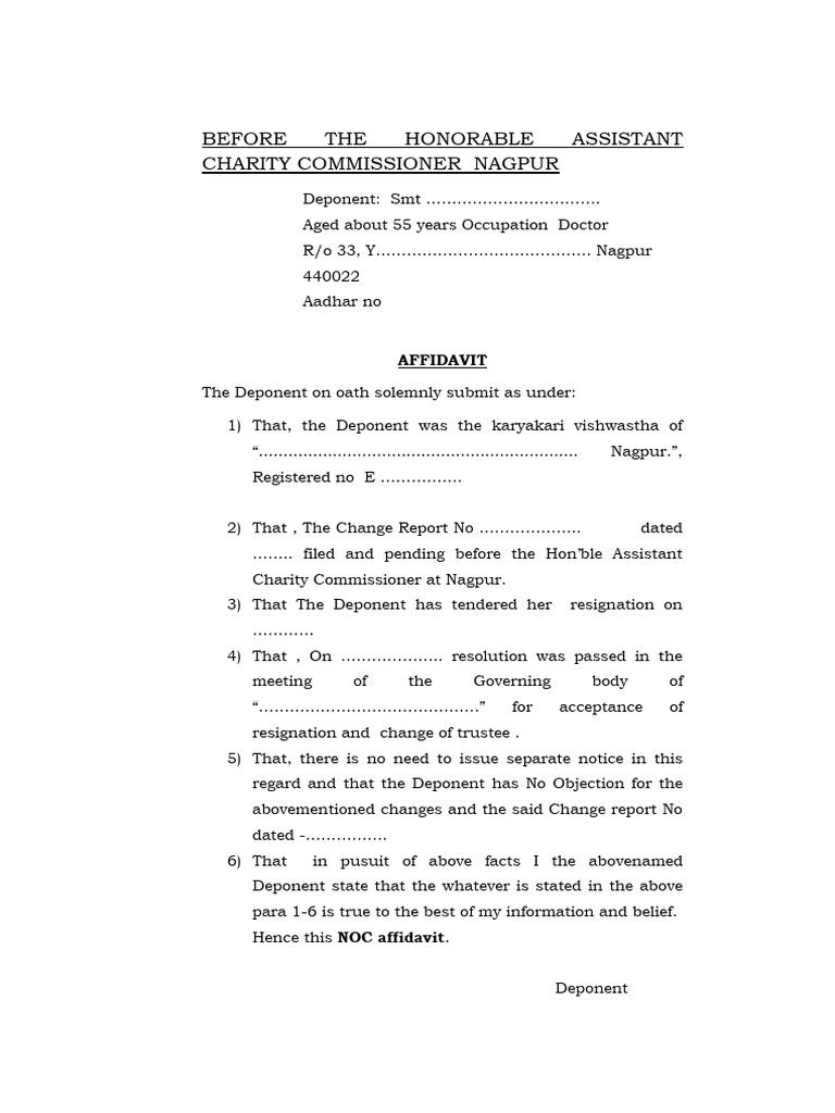 NOc Affidavit One Trustee | PDF