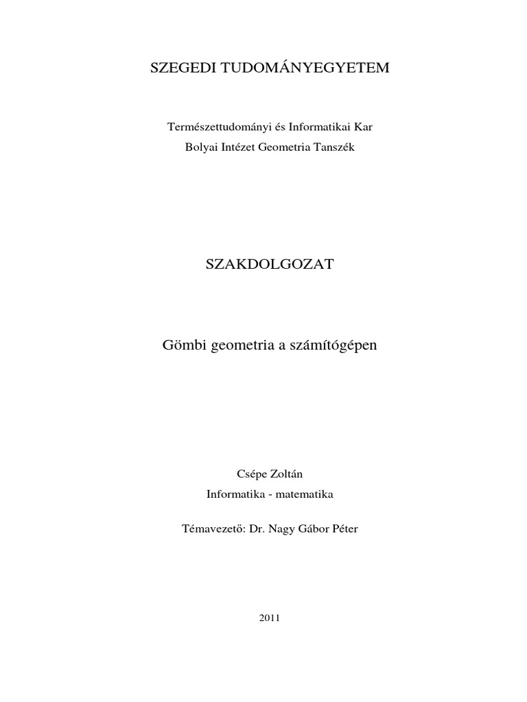 Gömbi Geometria A Számítógépen | PDF