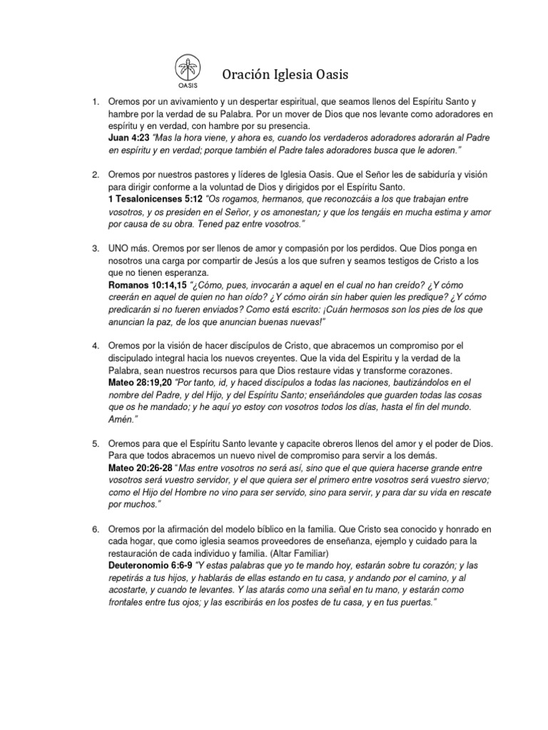 Oración Oasis | PDF | Cristo (título) | Creencia religiosa y doctrina