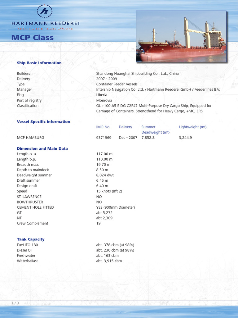 MCP Hamburg | PDF | Cargo Ship | Shipping