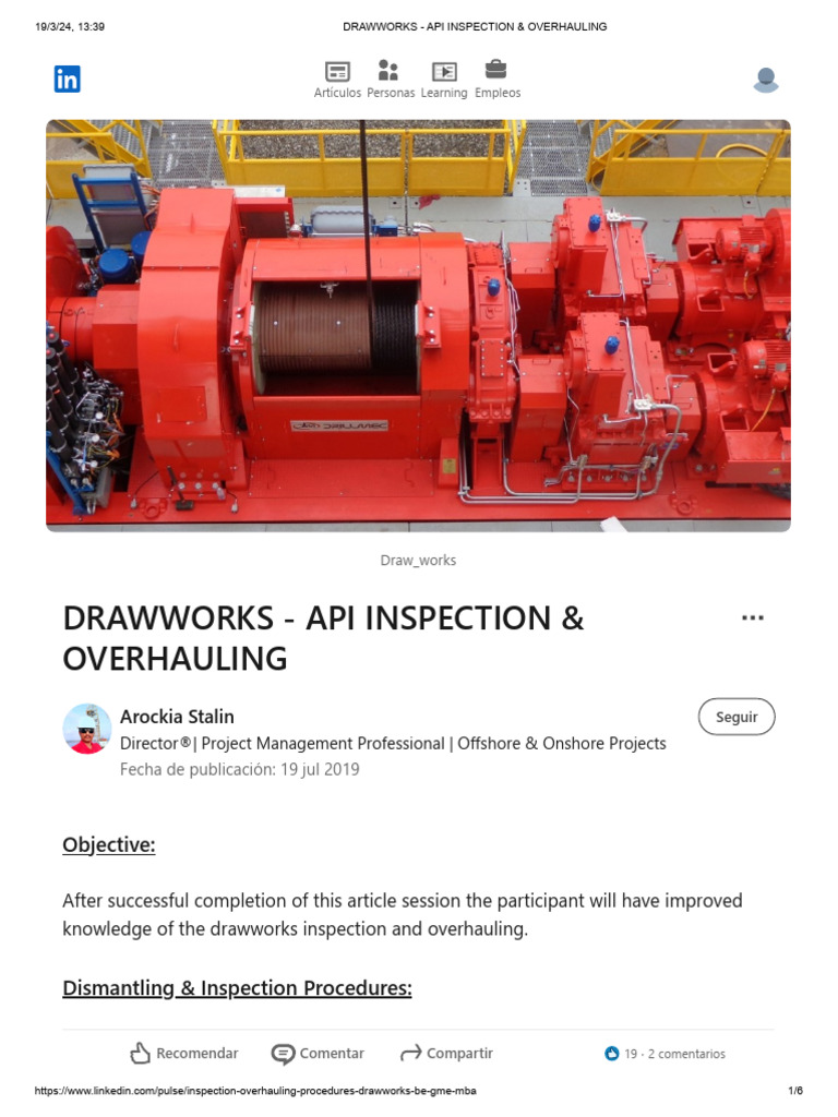 Drawworks - Api Inspection & Overhauling | PDF | Bearing (Mechanical ...