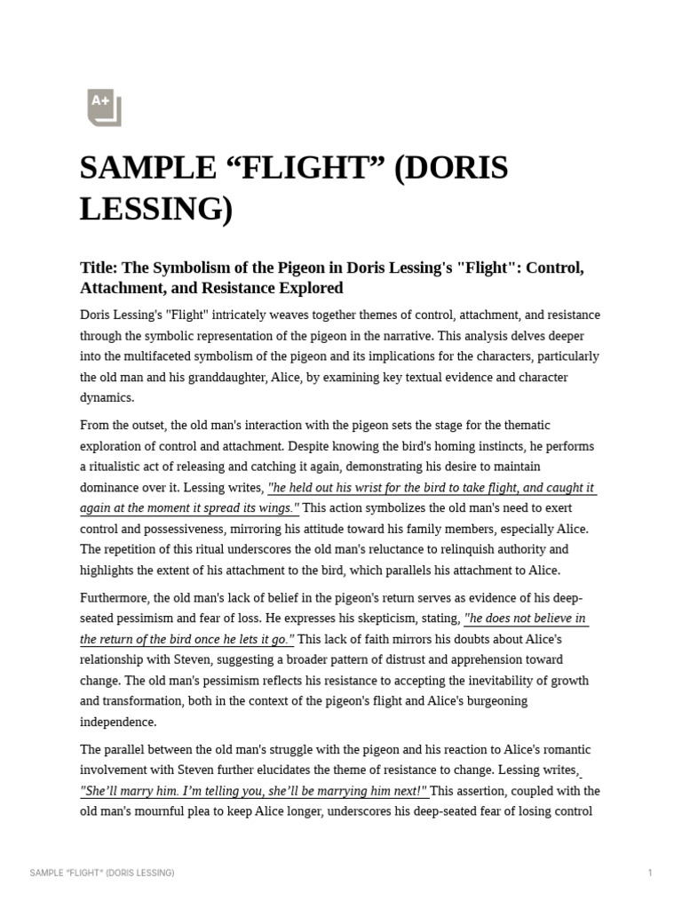 Sample Flight (Doris Lessing) | PDF | Narrative | Autonomy