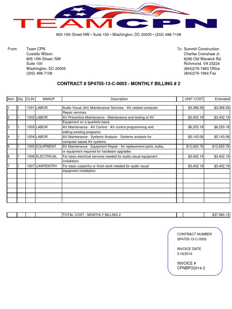 AV Maintenance Services Invoice | PDF | Computing | Information And ...