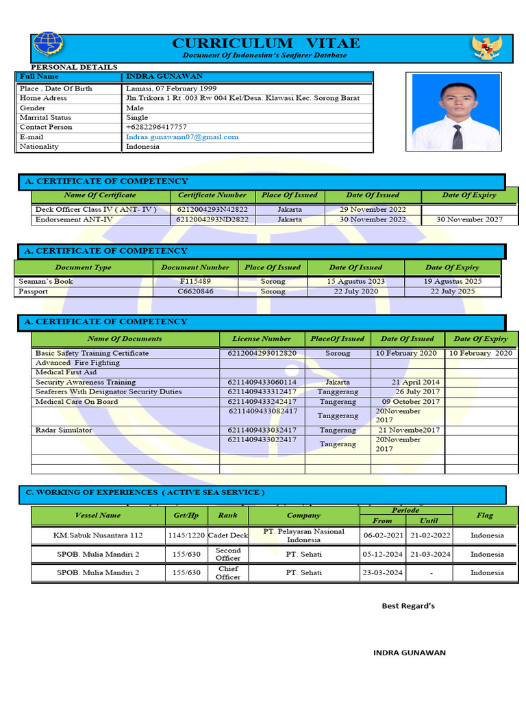 CV Indra Gunawan | Download Free PDF | Water Transport | Navigation