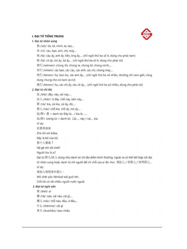 Giải Thích Ngữ Pháp HSK 1-4 | PDF