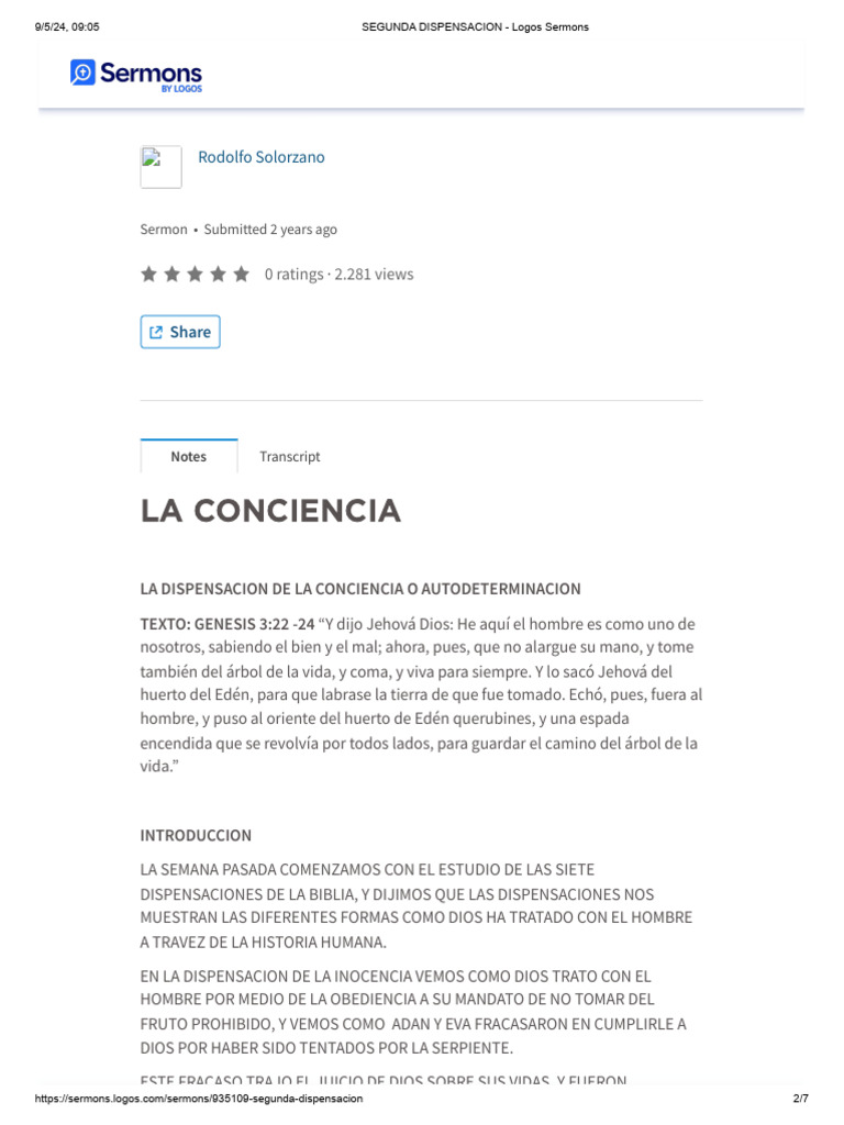 Segunda Dispensacion - Logos Sermons | PDF | Pecado | Jardín del Edén