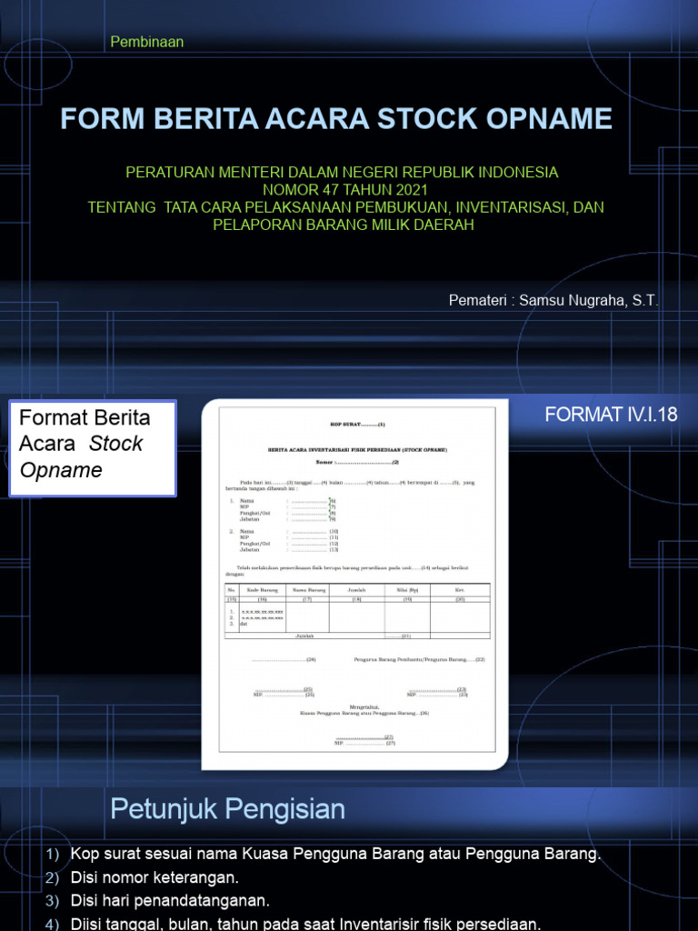 Form Berita Acara Stock Opname New | PDF