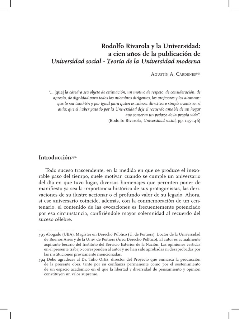 Rodolfo Rivarola y La Universidad | PDF | Immanuel Kant | Democracia