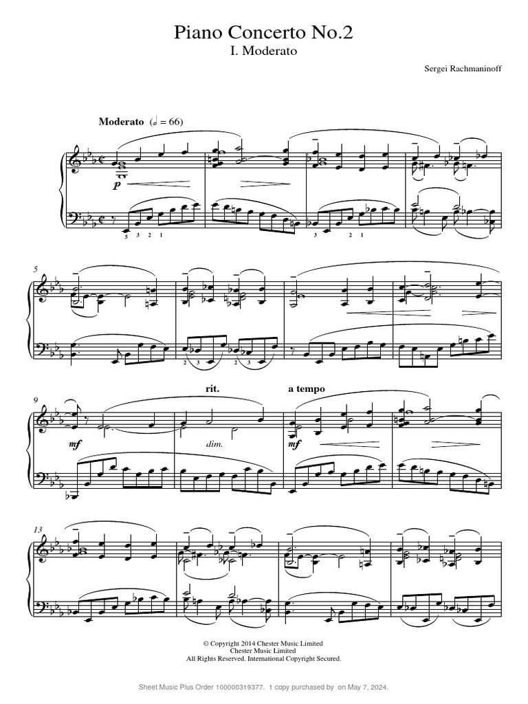 Rach 2 - 1st Movt - Intermediate | PDF | Compositions For Symphony ...