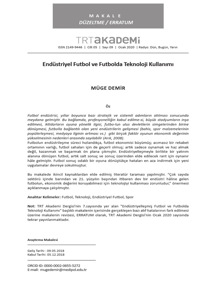 End - Striyel Futbol Ve Futbolda Teknoloji Kullan - M - (#678195) - 939268 | PDF