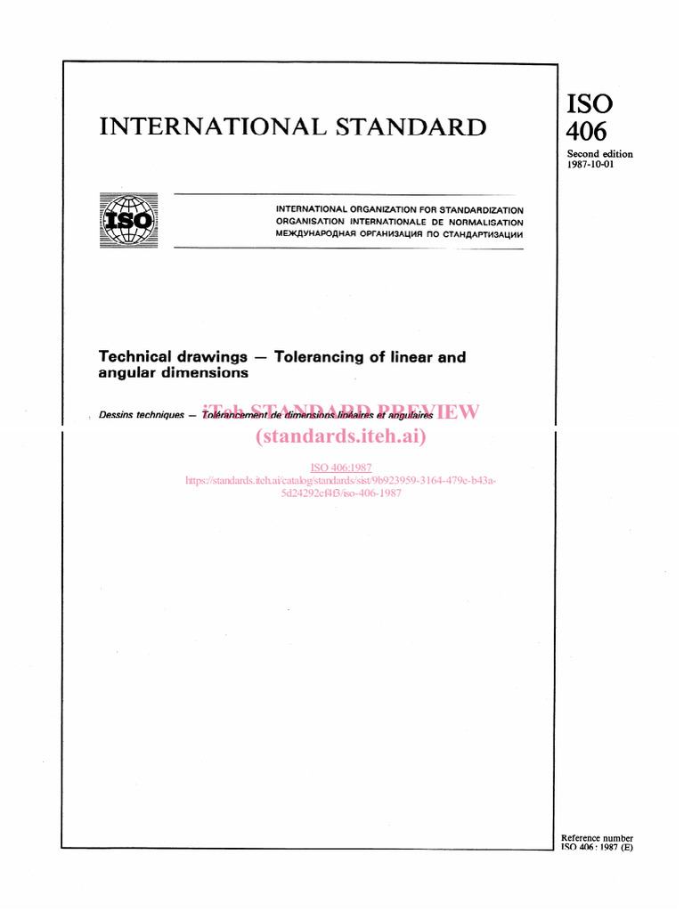 Iso 406 1987 | PDF | International Organization For Standardization | Engineering Tolerance