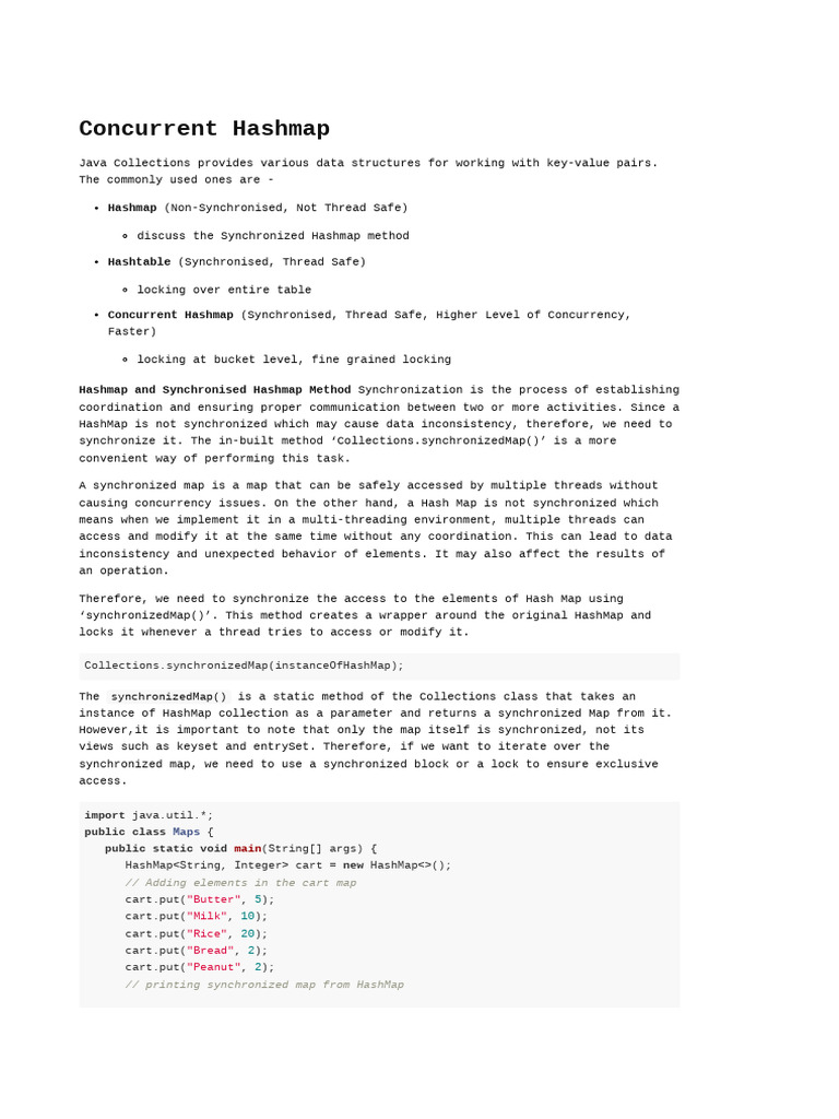 Concurrent Hashmap Pdf Thread Computing Concurrency Computer Science 