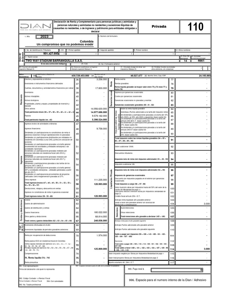 Formulario 110 - 2022 | PDF | Impuestos | Inversiones