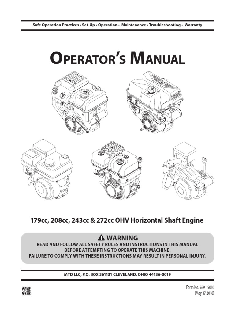 Perator S Anual: 179Cc, 208Cc, 243Cc & 272Cc Ohv Horizontal Shaft ...