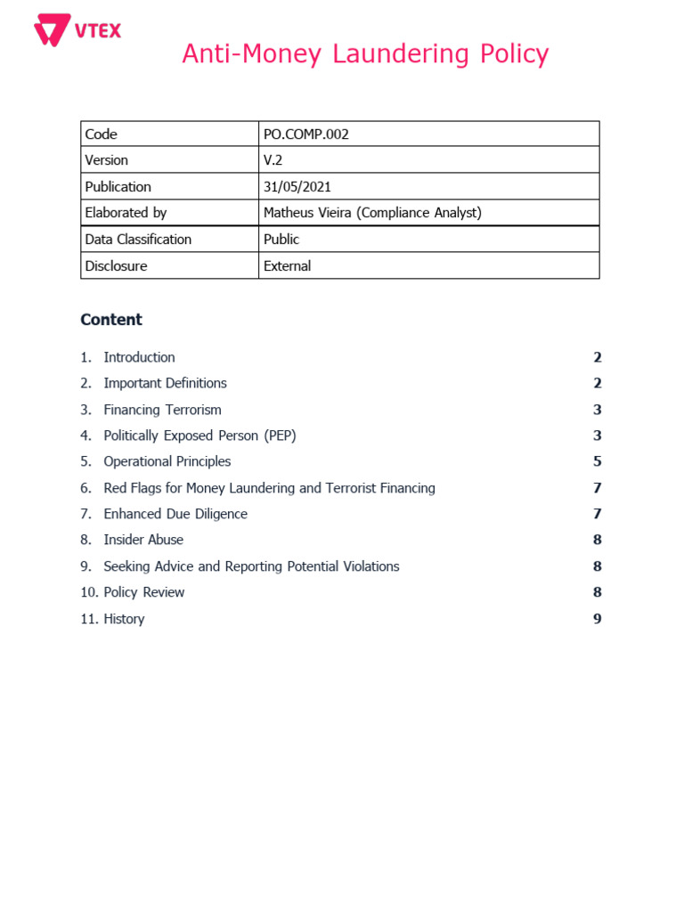 AML Policy - Trust Hub | PDF | Terrorism Financing | Money Laundering