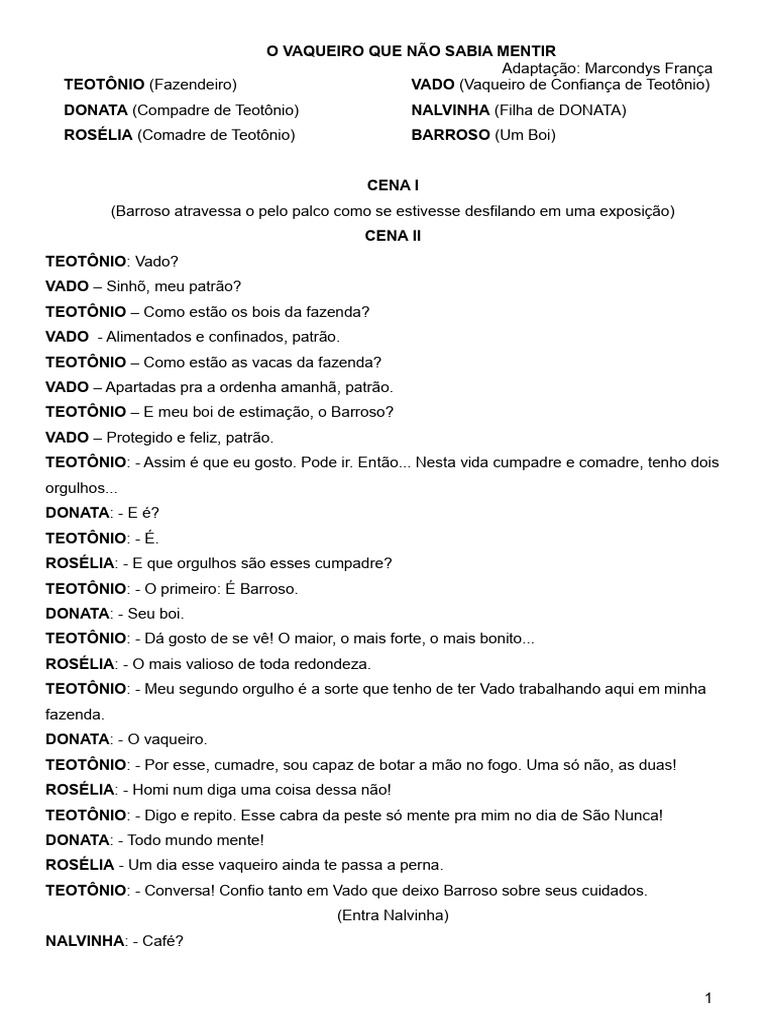 O Vaqueiro Que Não Sabia Mentir | PDF | Amor