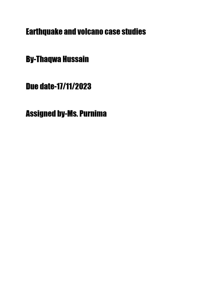Earthquake and Volcano Case Studies | PDF | Types Of Volcanic Eruptions ...