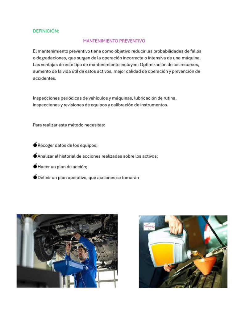 Definición:: Mantenimiento Preventivo | PDF