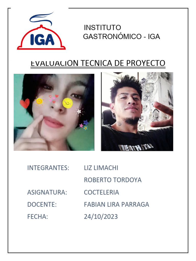 Evaluación de Coctelería IGA | PDF