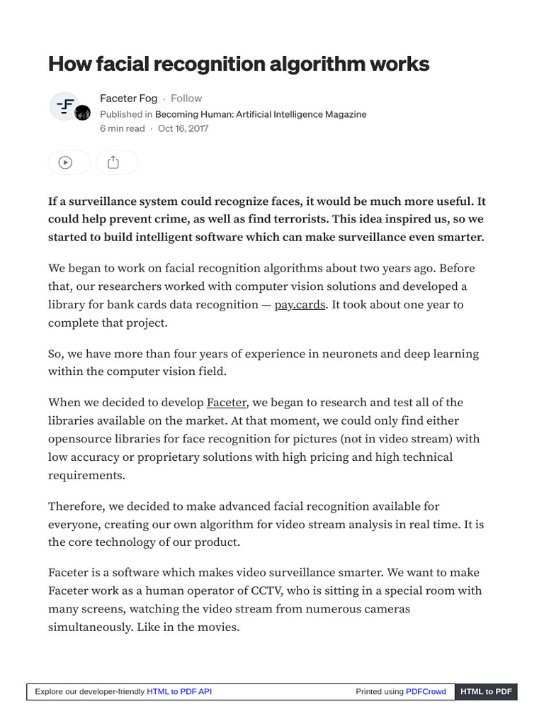 Becominghuman Ai How Facial Recognition Algorithm Works 1c08 | PDF | Artificial Intelligence ...