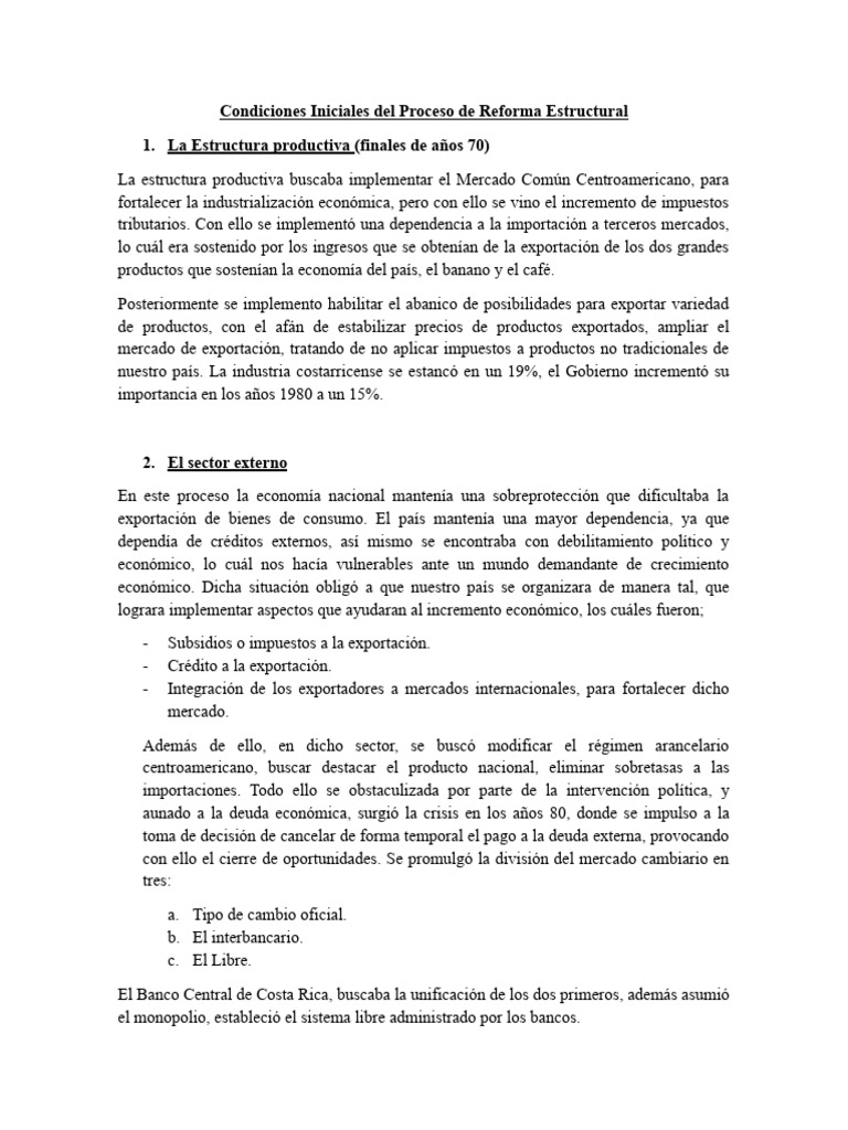 Condiciones de la Reforma Estructural en CR | PDF | Bancos | Deuda