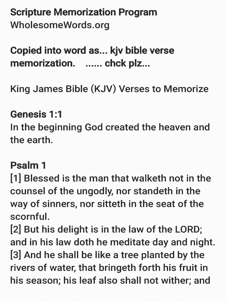 KJV Bible Verse Memorization | PDF