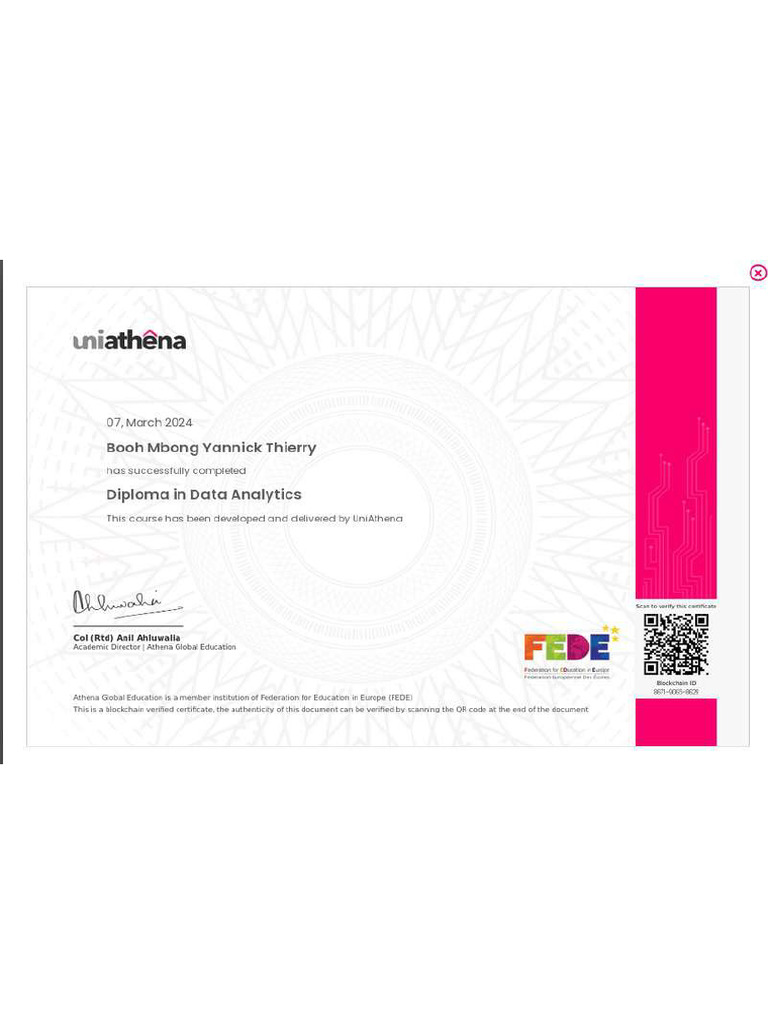 Certificat Booh Data Analyste | PDF