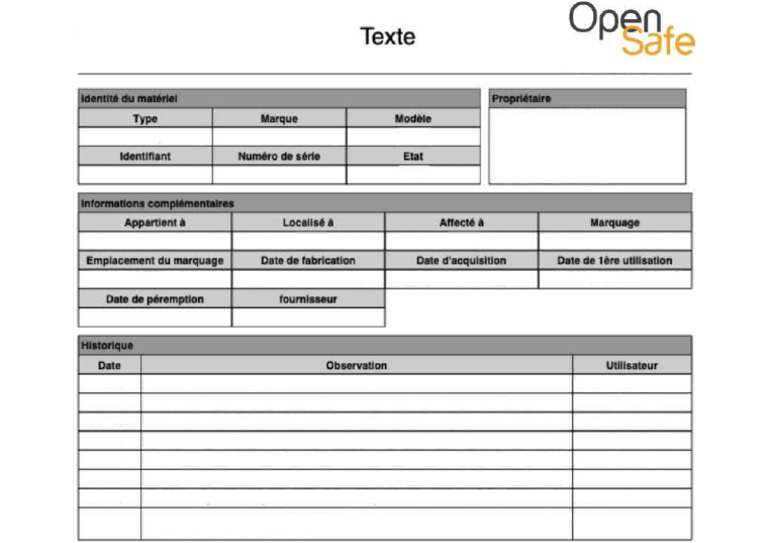 Fiche de Vie Equipement | PDF