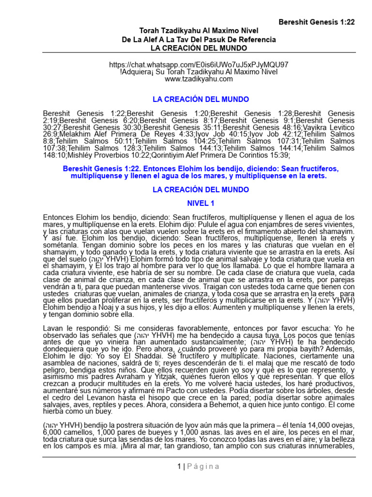 Bereshit - Genesis 1 - 22 | PDF | Libro del Génesis | Noé